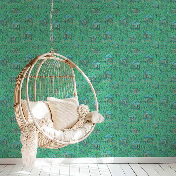 Painted Tiki Hut Wallpaper by Sunday Social Scene